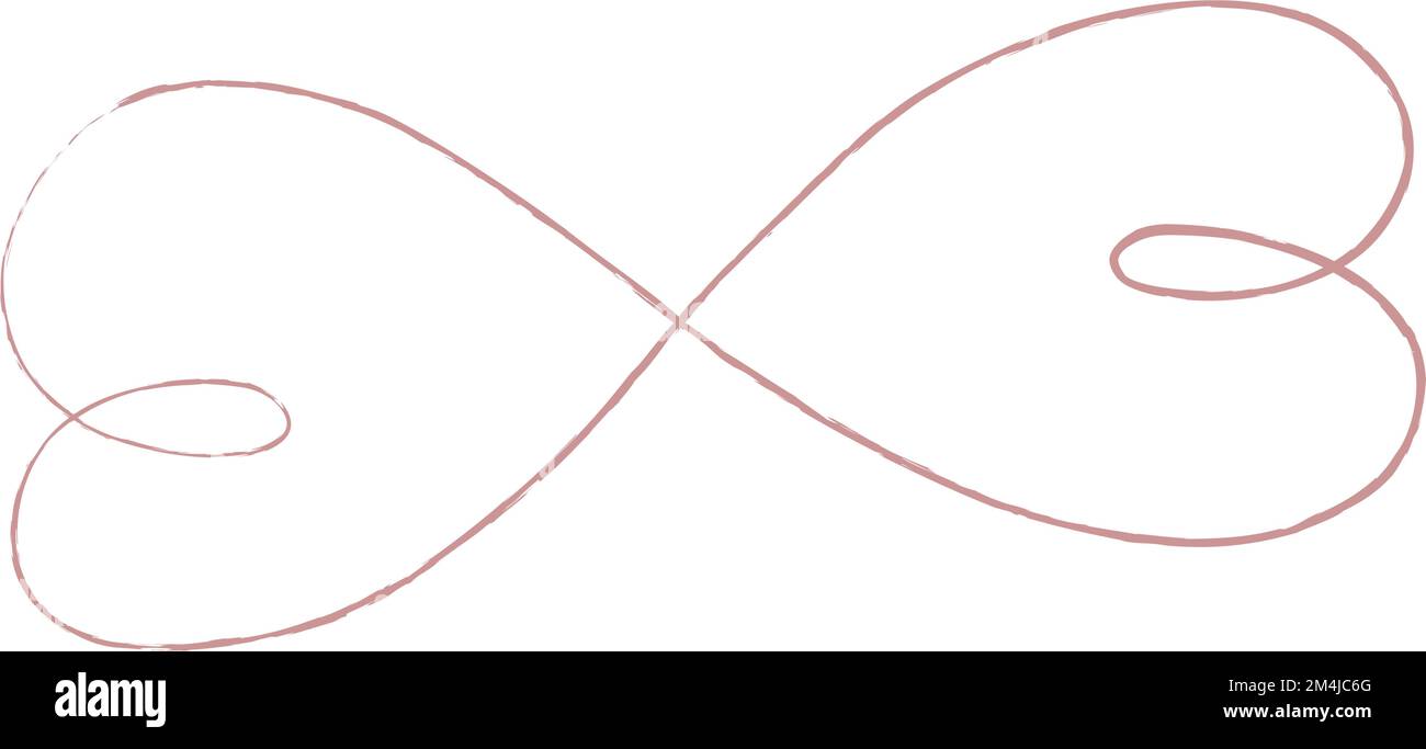 Red thin lines two hearts love infinity symbol on white background ...