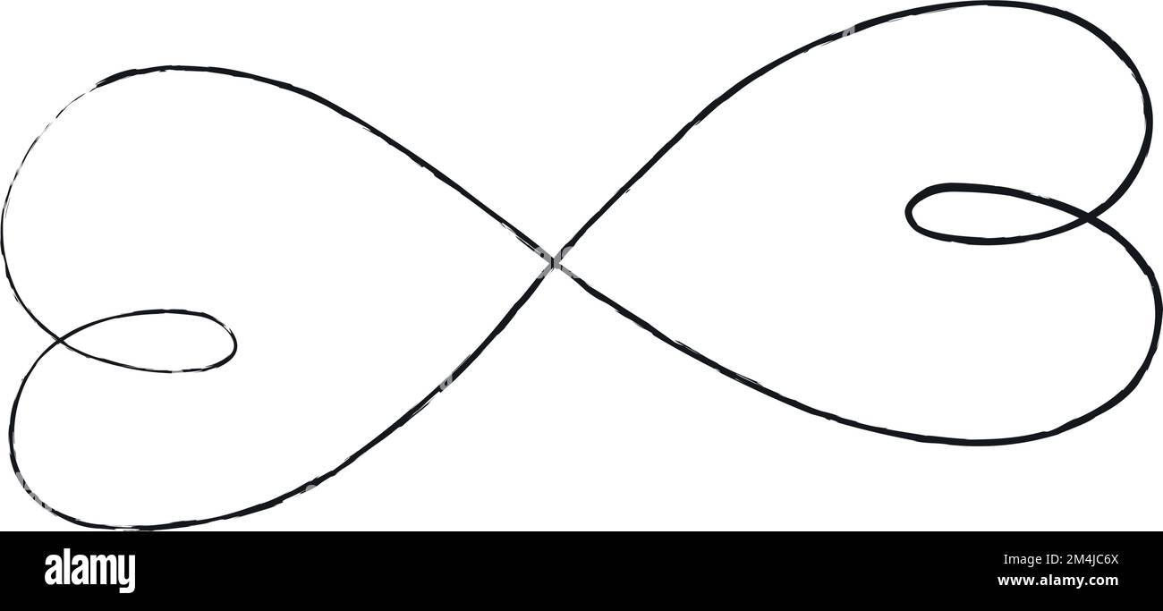Black thin lines two hearts love infinity symbol on white background ...