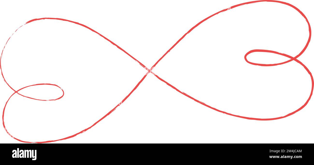 Pink thin lines two hearts love infinity symbol on white background ...