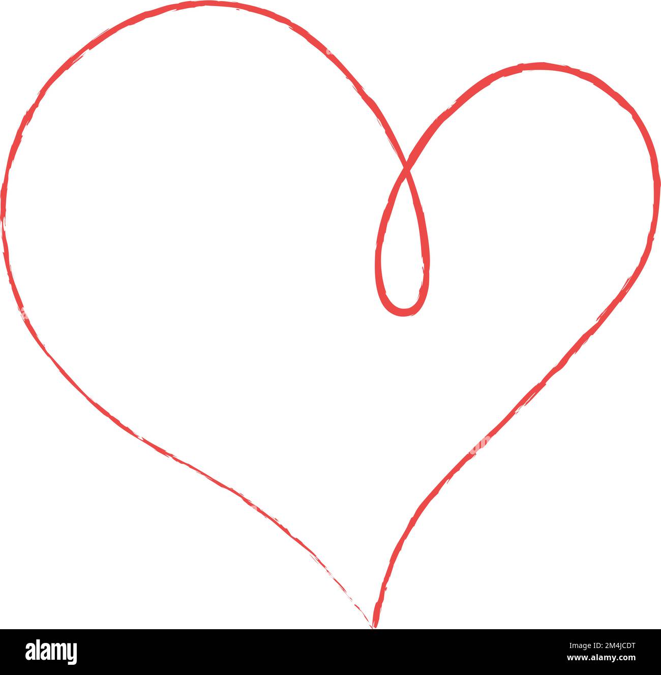 Hand sketch drawing red line heart, Love doodle isolated on white ...