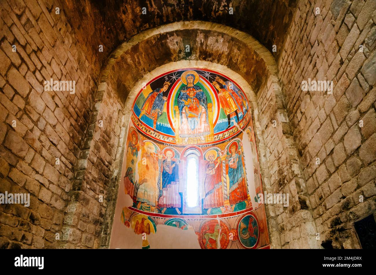 Detail of the apse paintings. Adoration of the Magi and Mary, central ...