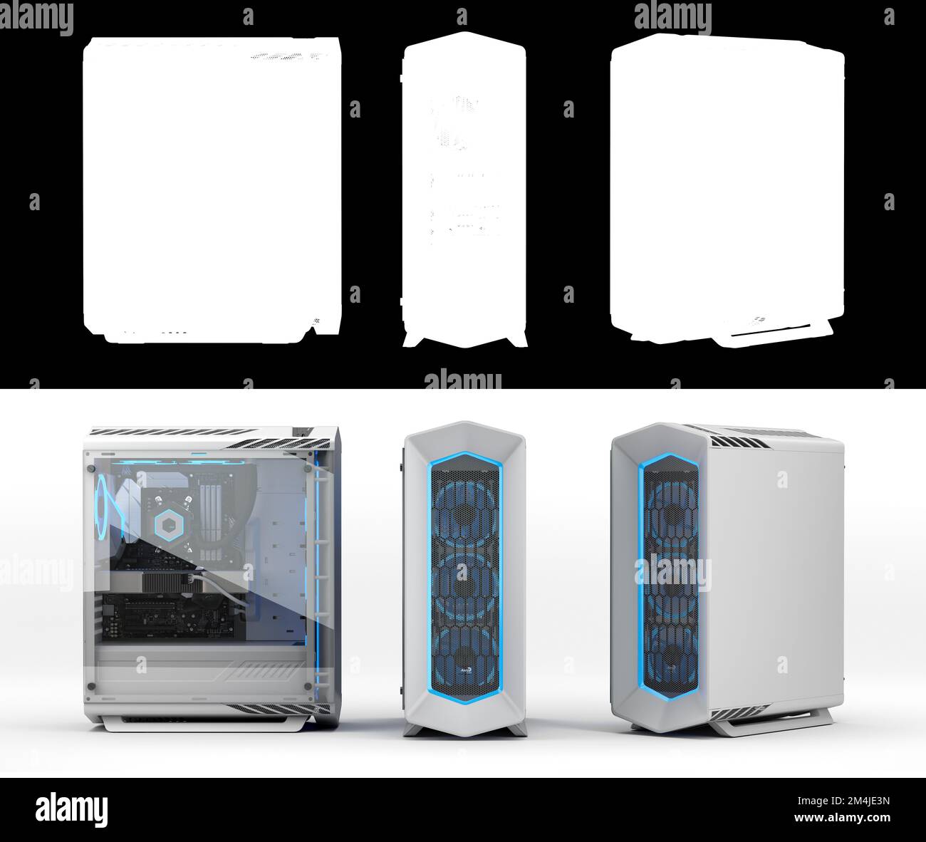 Computer Gaming PC with neon light Futuristic modern workplace 3d ...