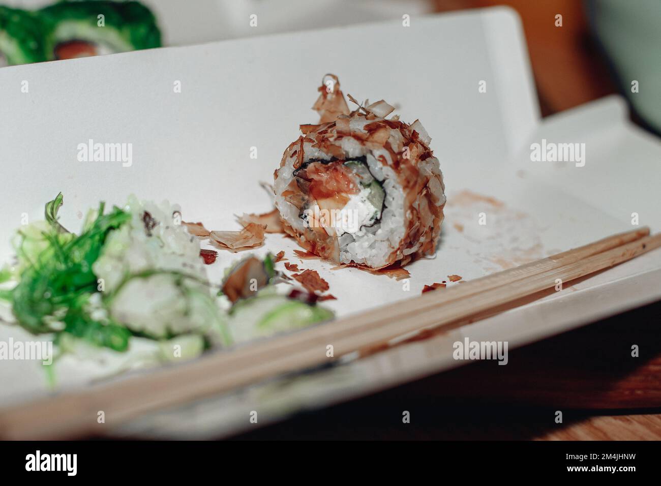 Beautiful delicious sushi. Sushi delivery. Advertising sushi rolls made ...