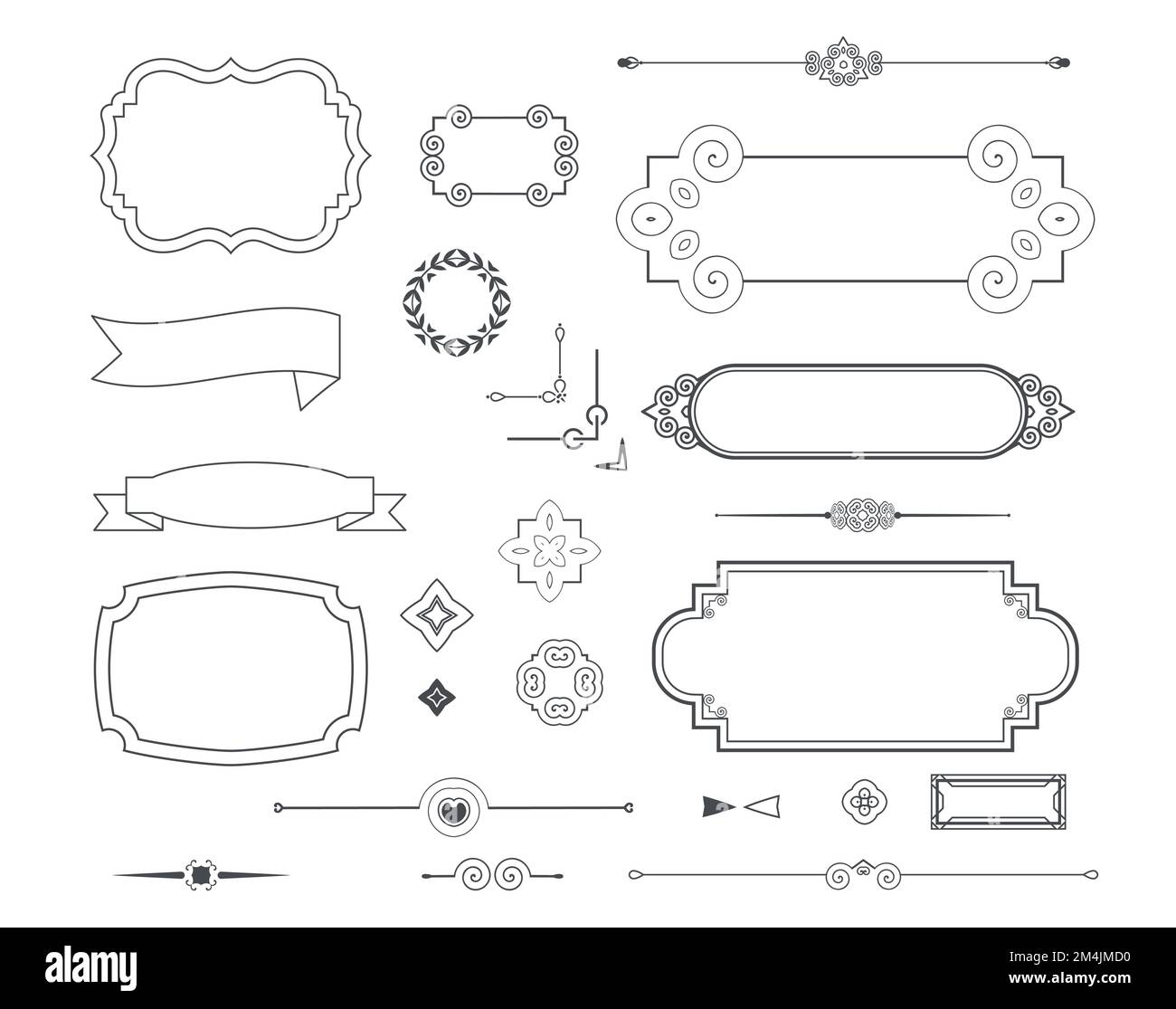 Calligraphic ornament set. Decorations, text frames. Vector ... Calligraphic ornament set. Decorations, text frames. Vector ...