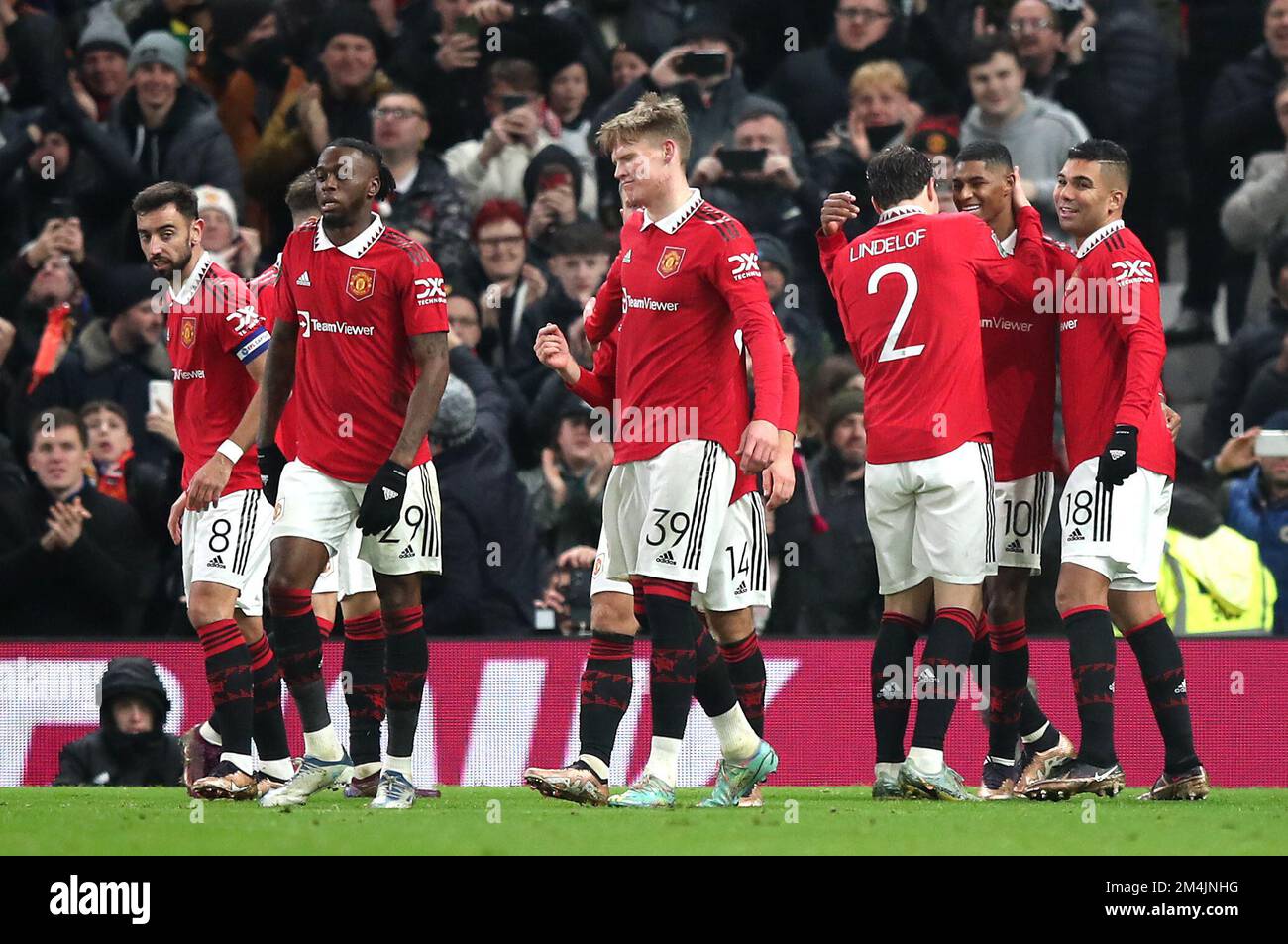 Manchester United's Marcus Rashford (second right) celebrates scoring ...