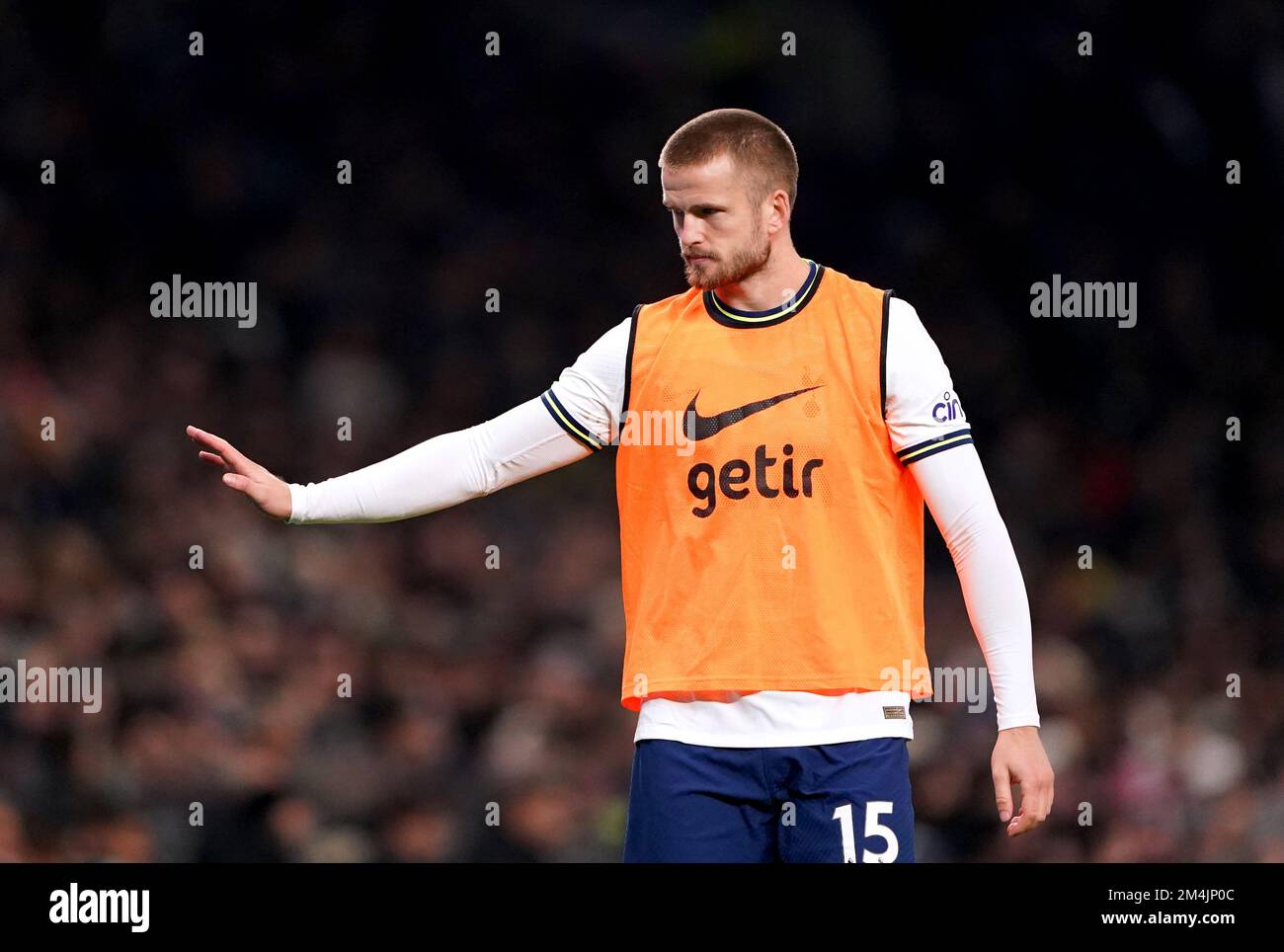 Tottenham Hotspur's Eric Dier warms up on the touchline during a ...