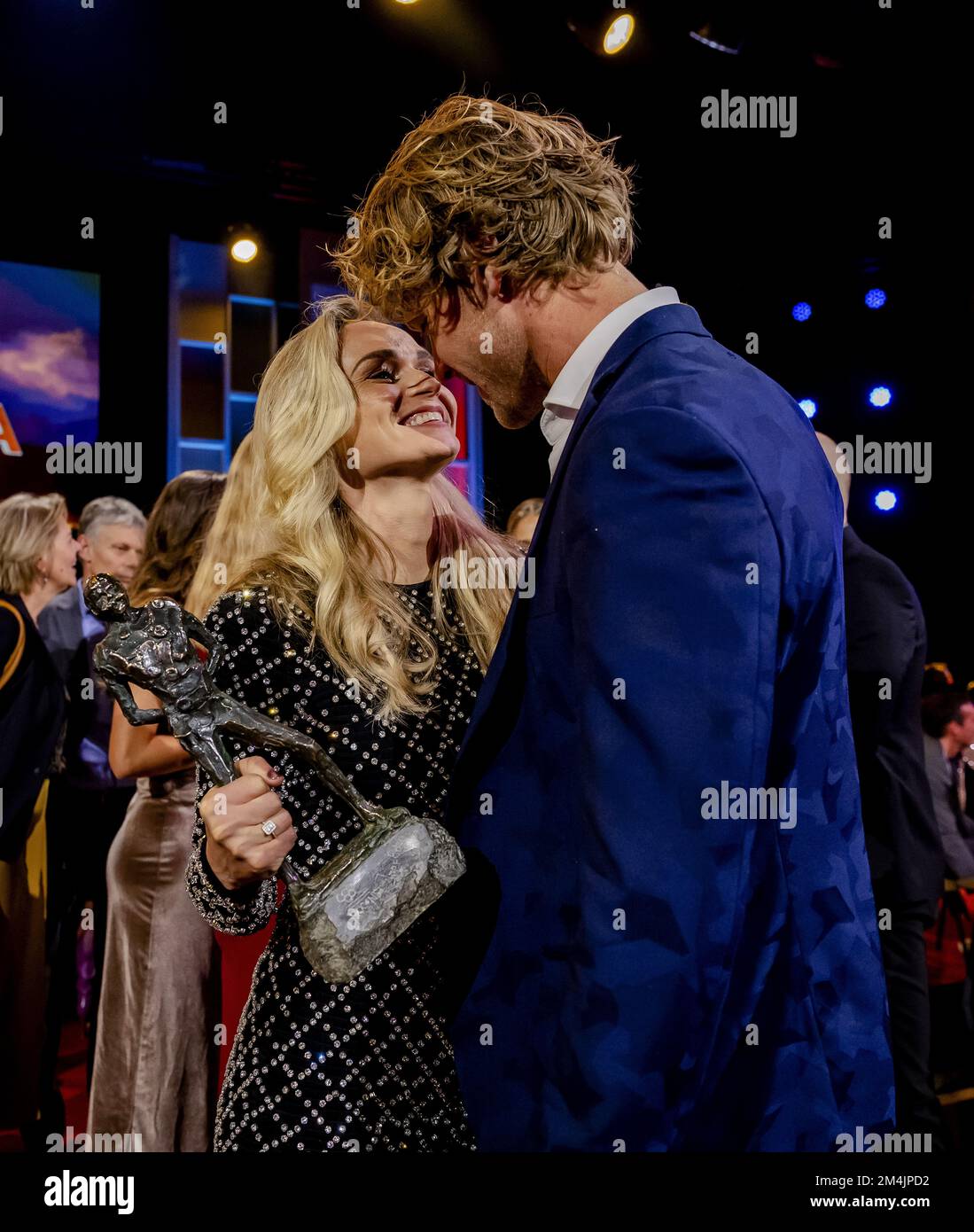 AMSTERDAM - 21/12/2022, Irene Schouten, Sportswoman of the Year receives congratulations from ...