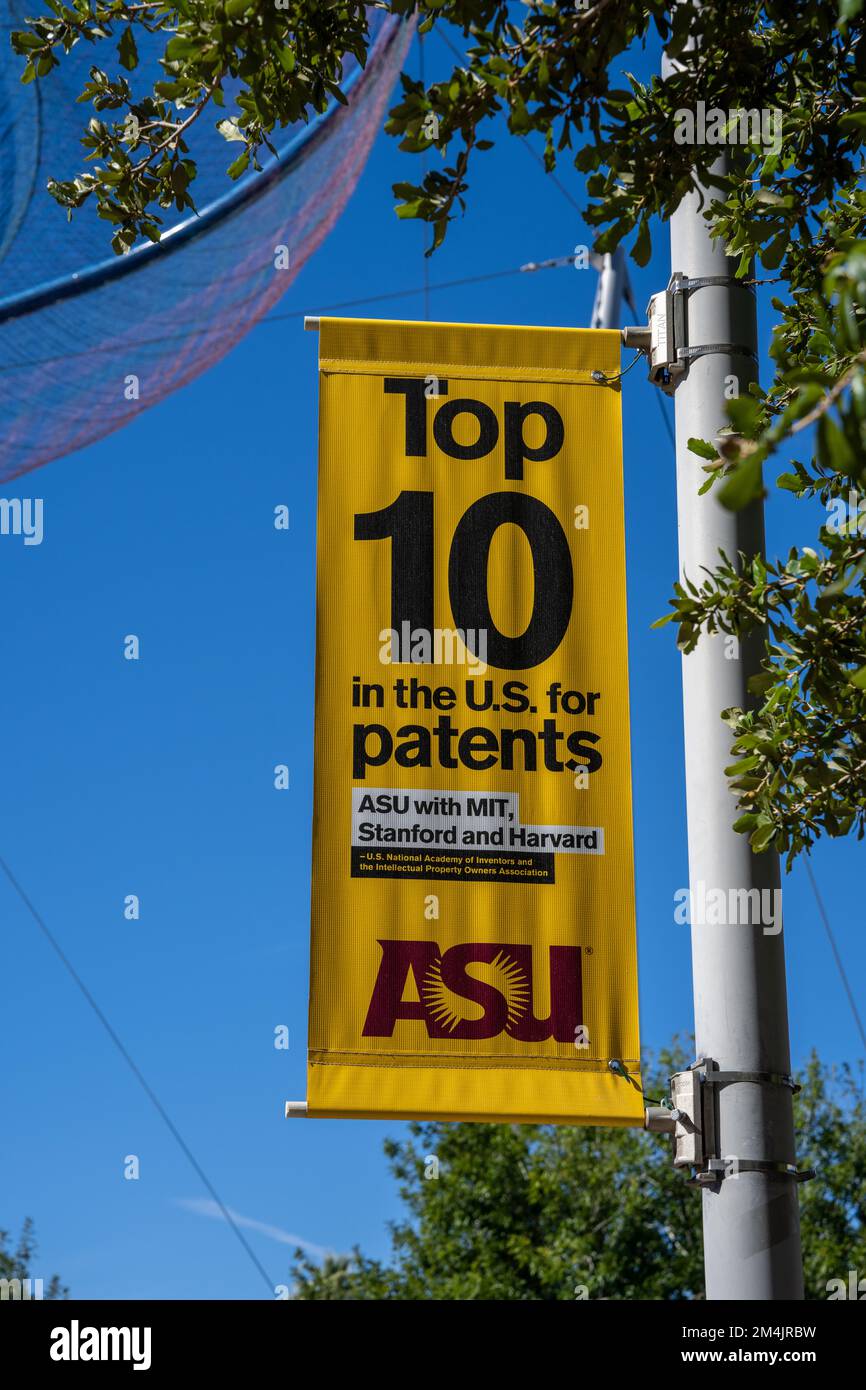 Phoenix, AZ - Nov. 11, 2022: Lamp post banner for ASU, Top 10 in the US ...