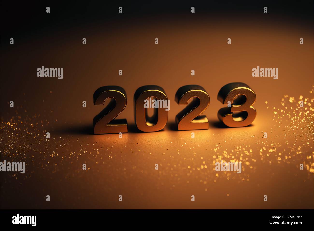 golden numbers 2023 with glitter, 3 D render Stock Photo - Alamy