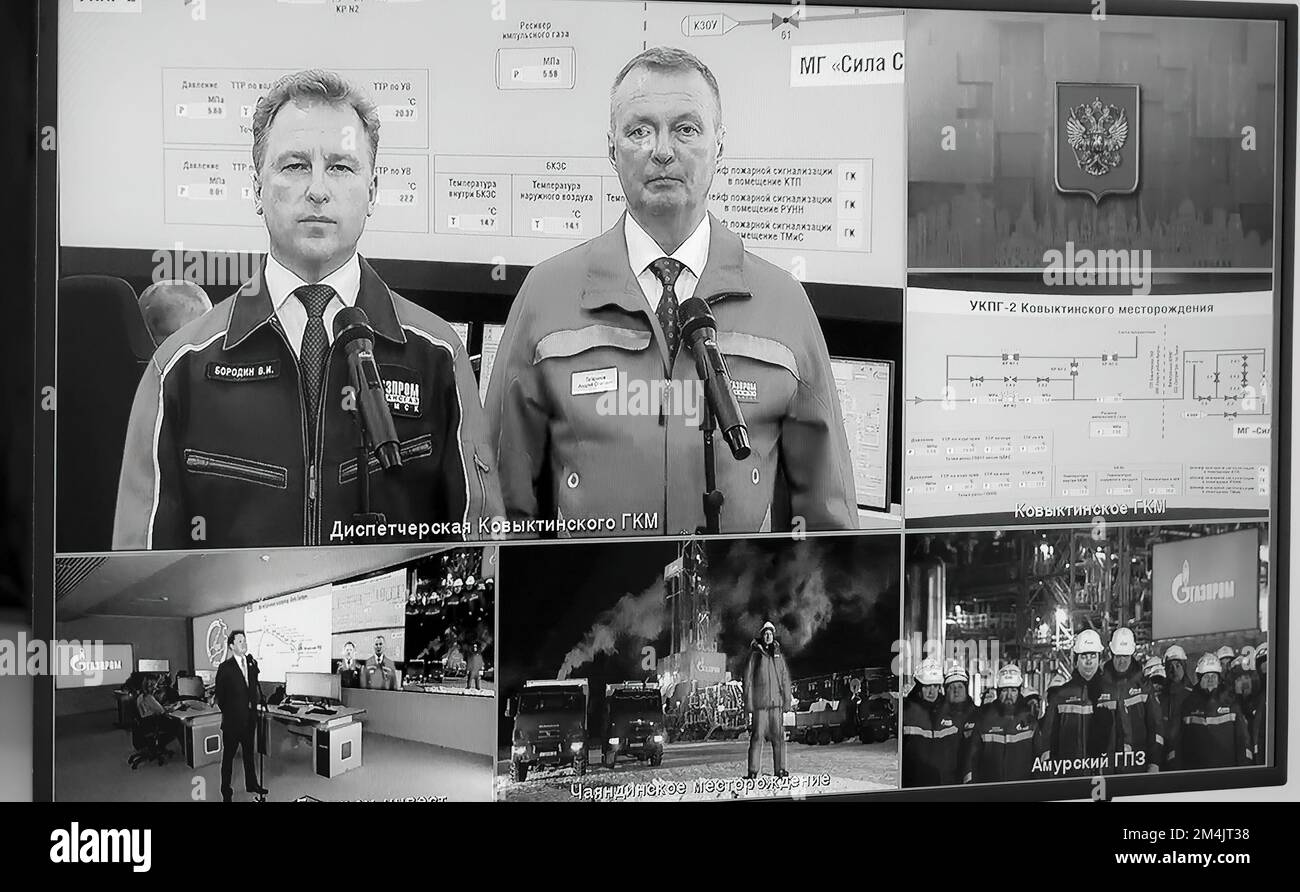 Russian President Vladimir Putin attends launch ceremony of the Kovykta ...