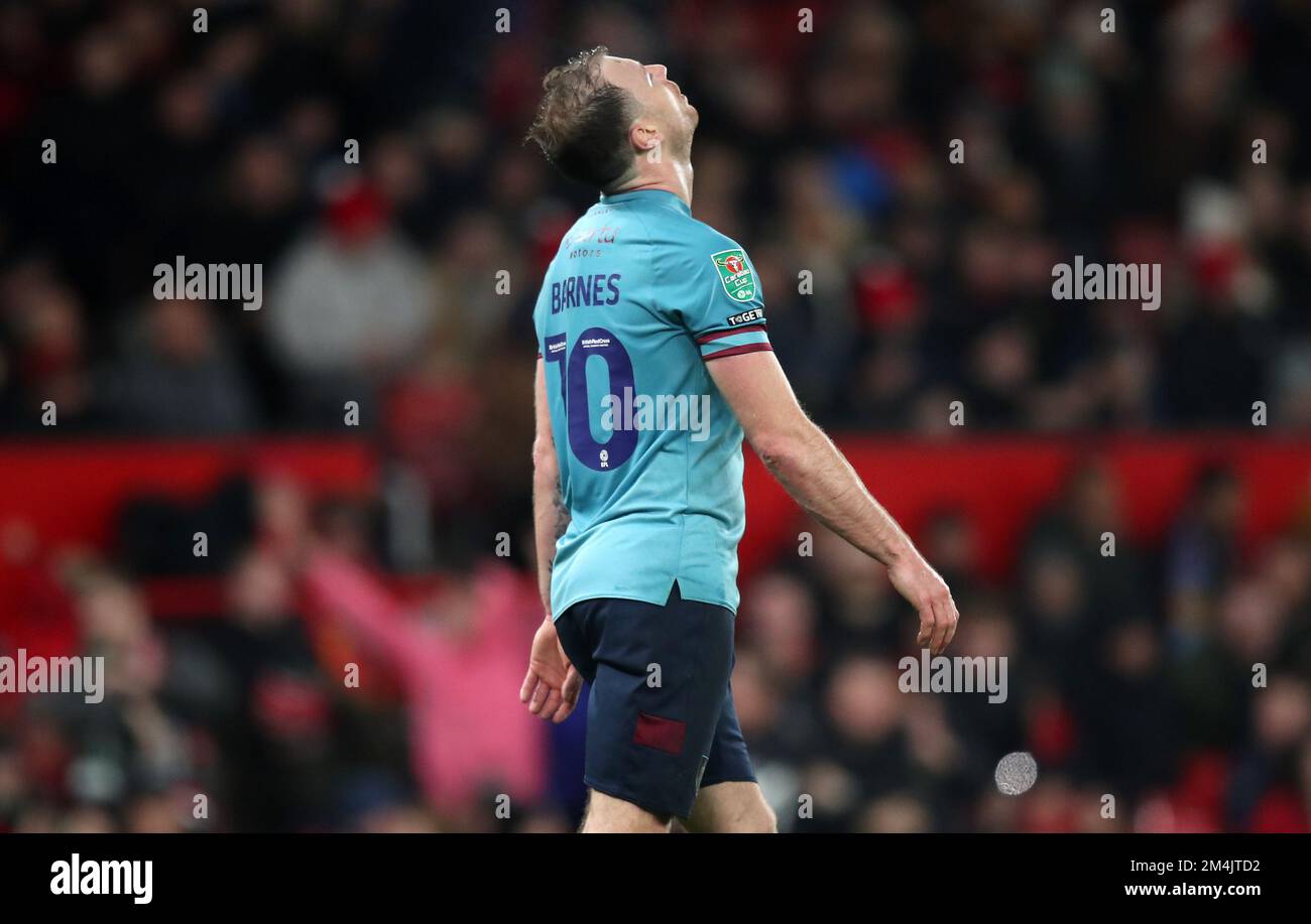 Burnley's Ashley Barnes rues a missed chance during the Carabao Cup ...
