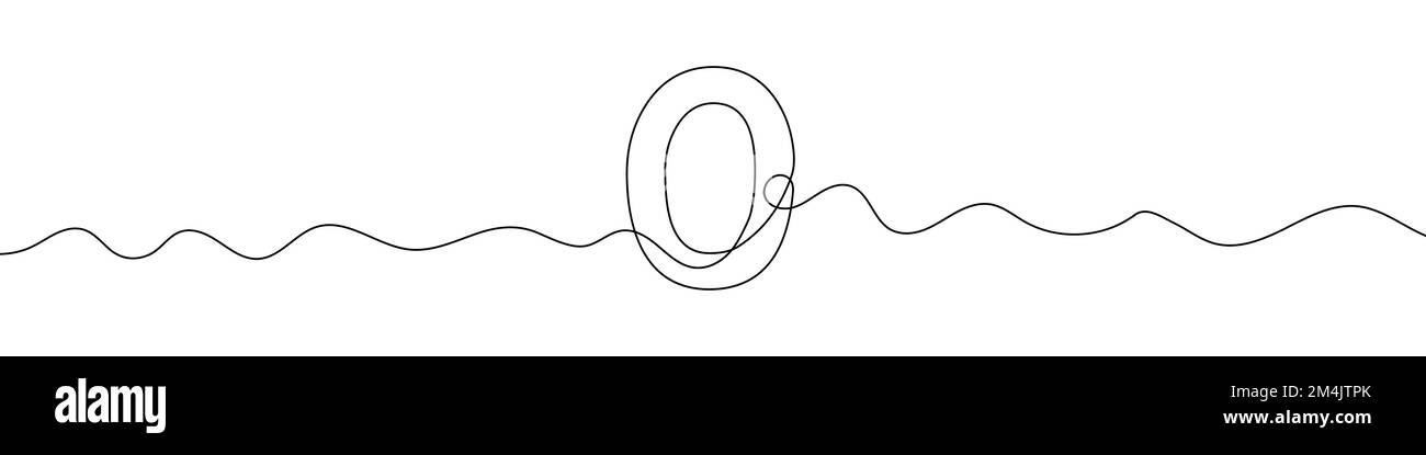 Number 0 in continuous line drawing style. Line art of number zero ...
