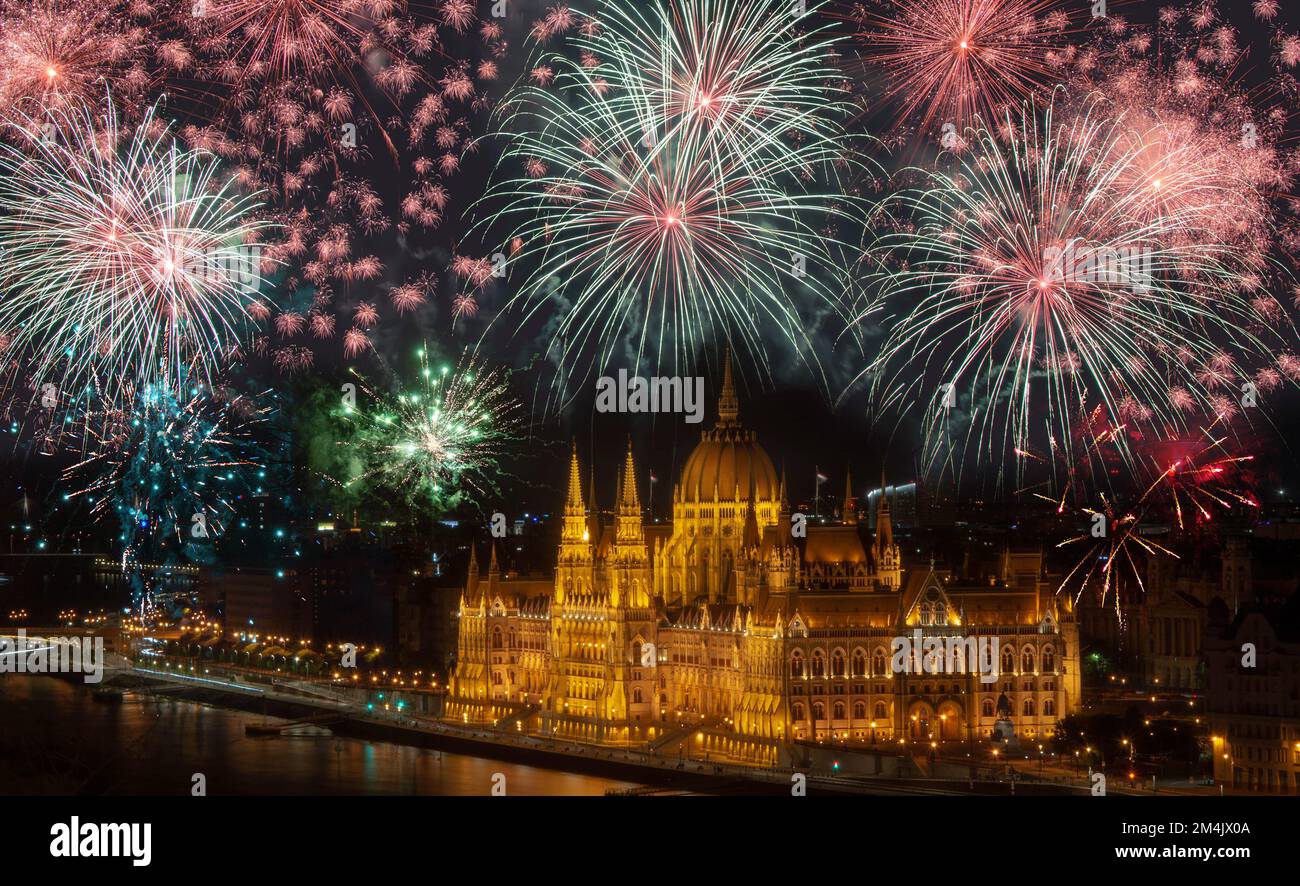 night, celebration, year, budapest, new, holiday, sky, river, evening ...