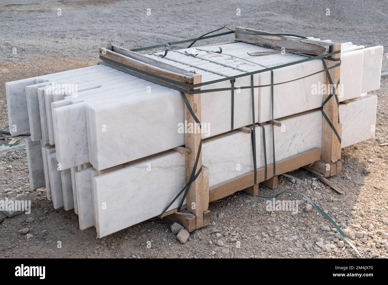 Pallet of marble, building material. Rock Blocks, Grey Shapes. New for ...