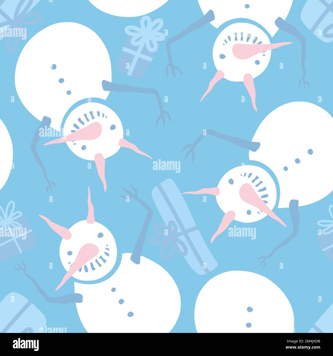 Cartoon winter scary snowman seamless ice angry pattern for wrapping ...