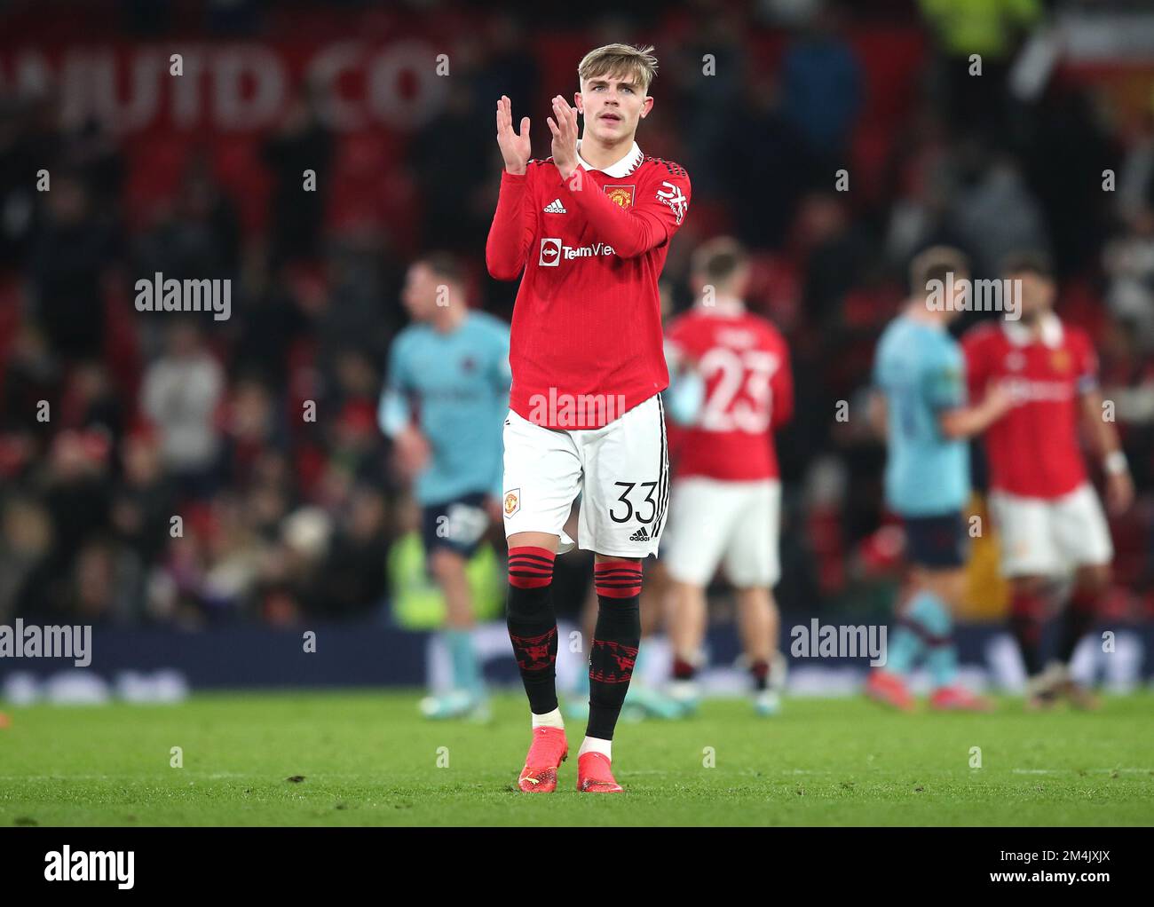 Manchester United's Brandon Williams applauds the fans after the final ...