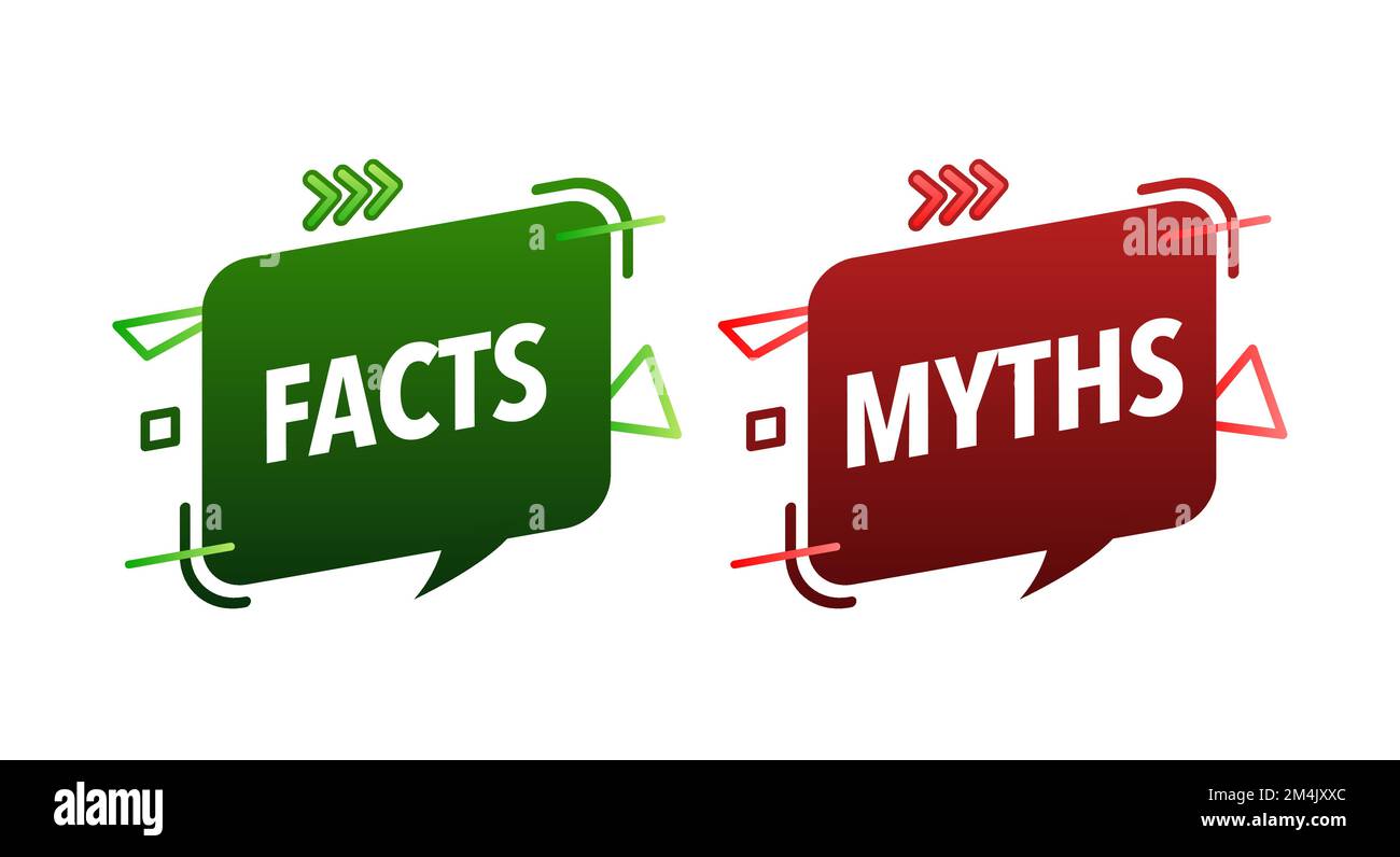 Facts vs myths, fact-checking. Check mark. Fake news. Rumors comparing ...