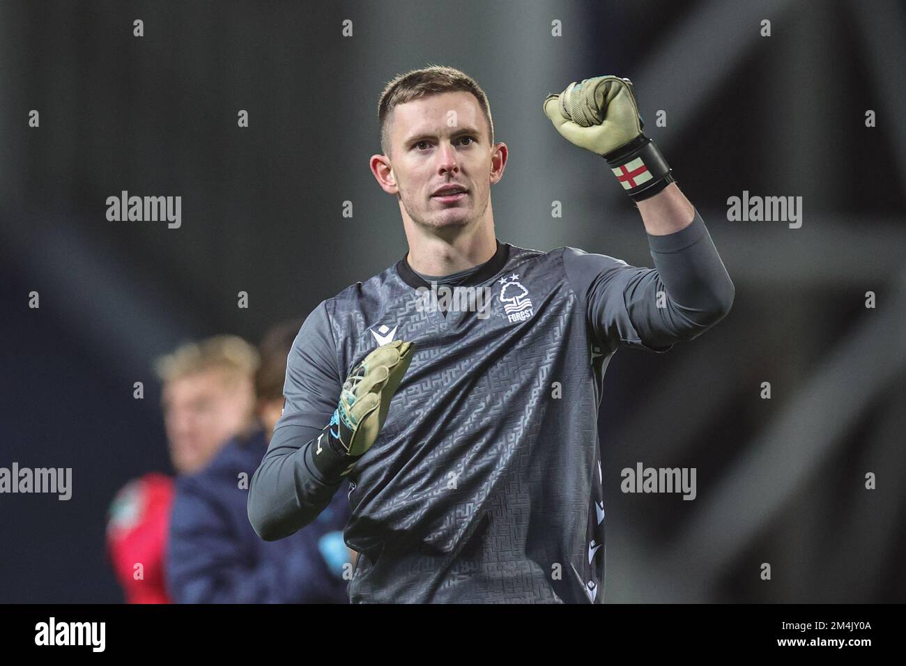 Dean Henderson #1 of Nottingham Forest punches the air as Forest win 1 ...