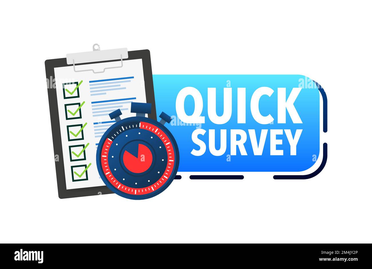 Quick survey. Badge icon. Check list and stopwatch. Exam application ...