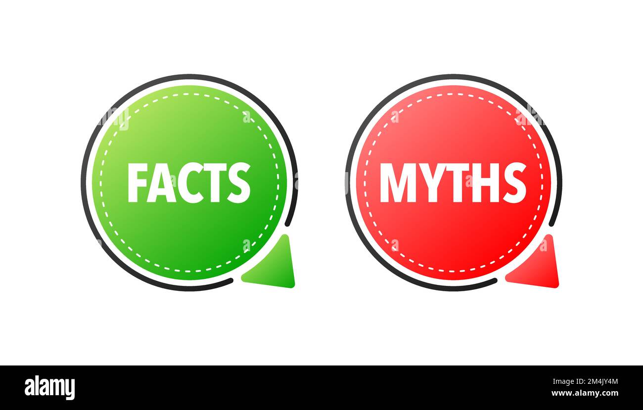 Facts vs myths, fact-checking. Check mark. Fake news. Rumors comparing ...