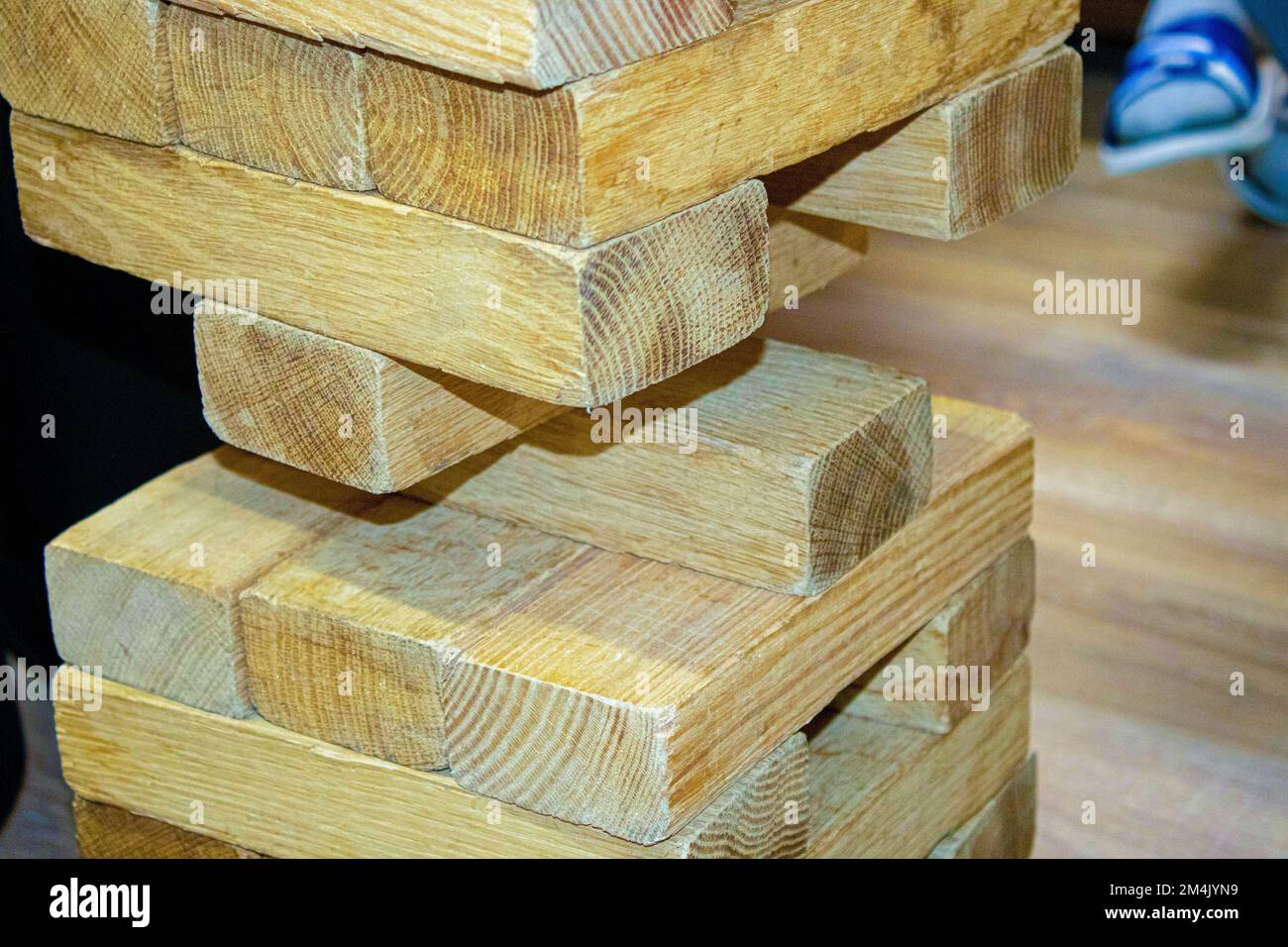Board game with wooden bricks. Wooden tower for playing with friends ...