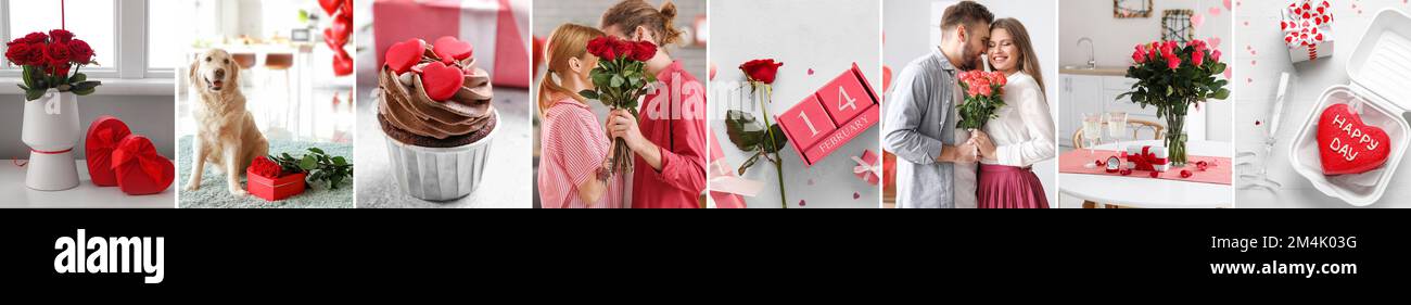Festive collage for Valentine's Day celebration Stock Photo - Alamy