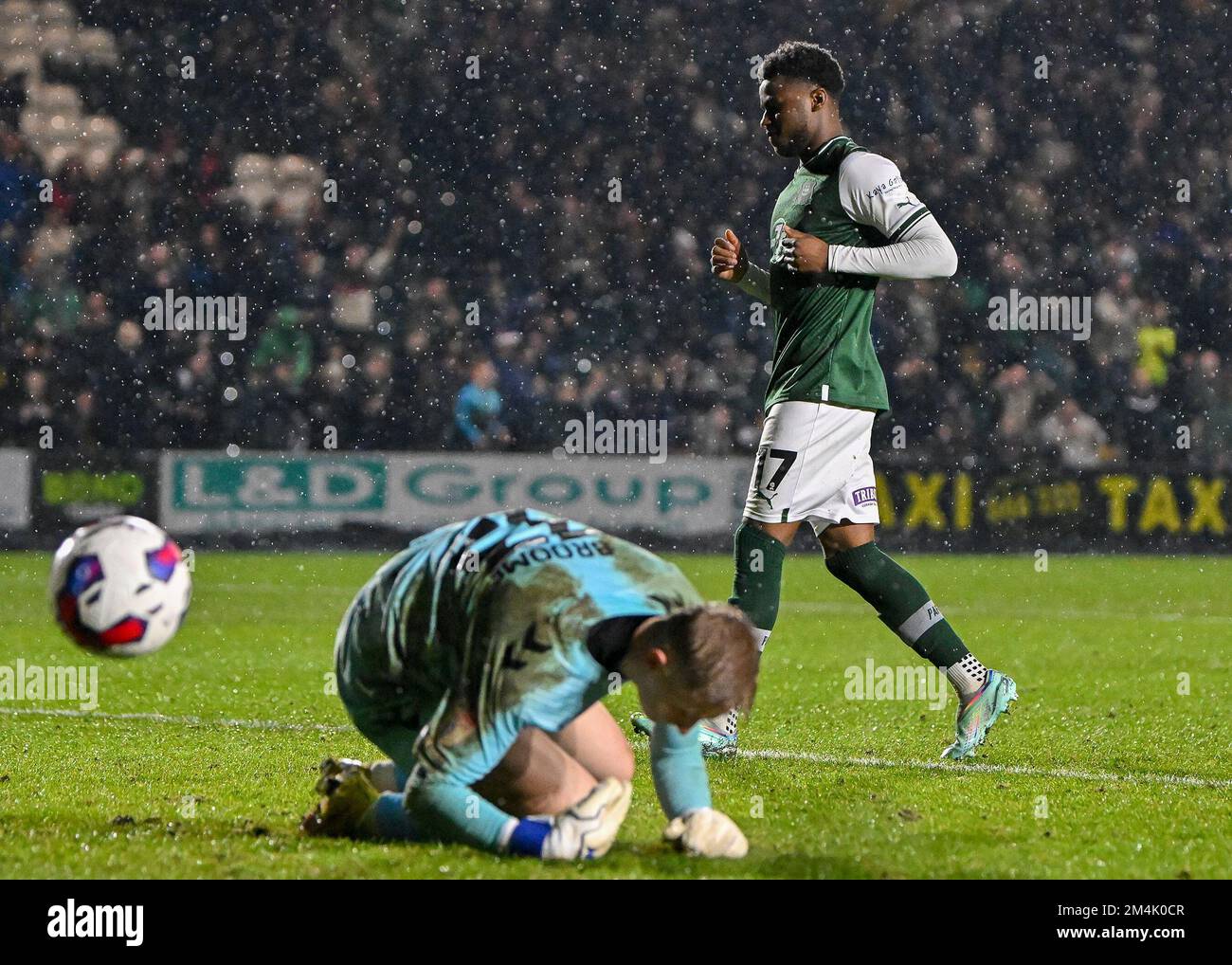 Plymouth Argyle full back Bali Mumba (17) scores the winning penalty ...