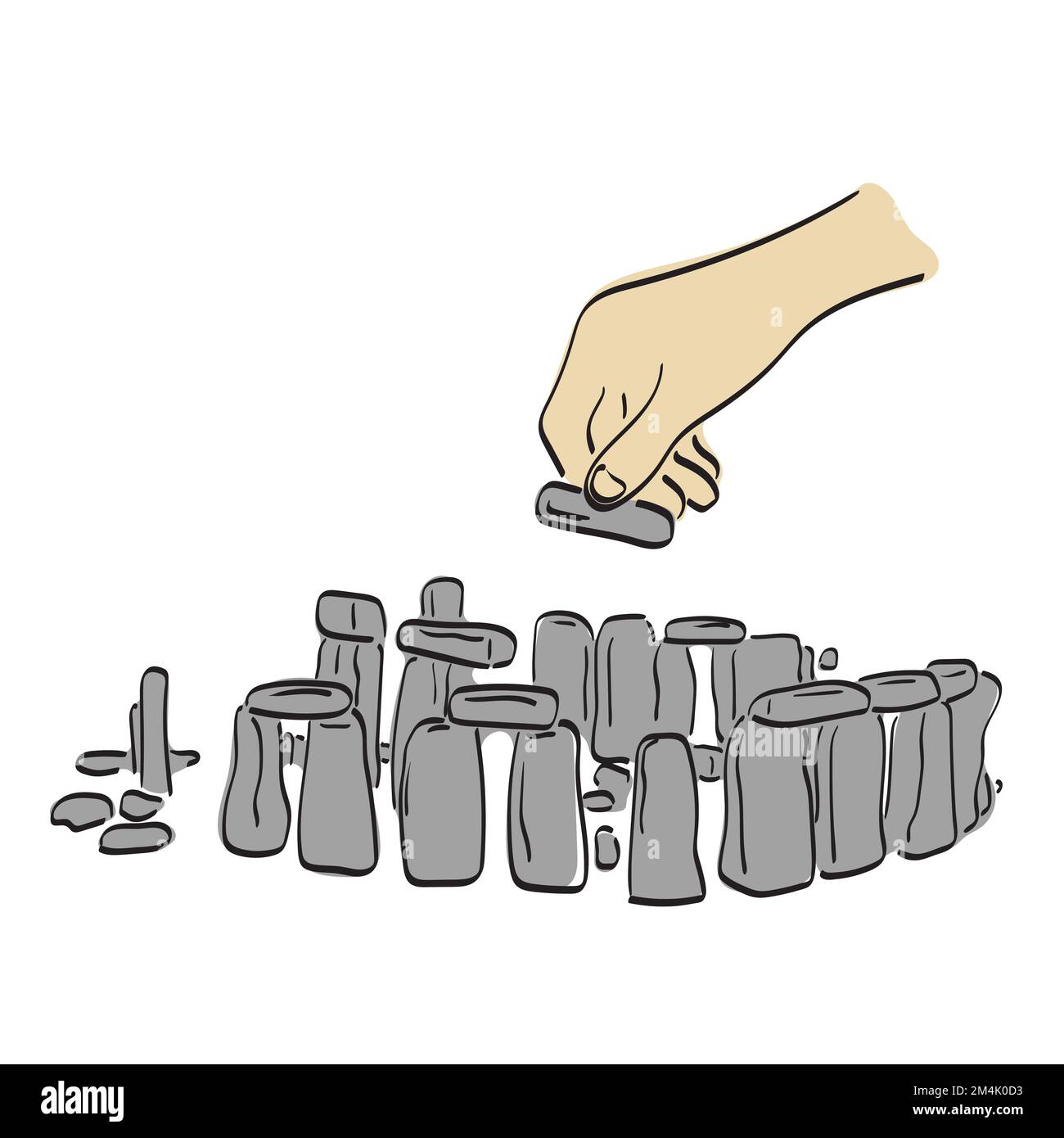 hand taking rock on stonehenge illustration vector hand drawn isolated ...