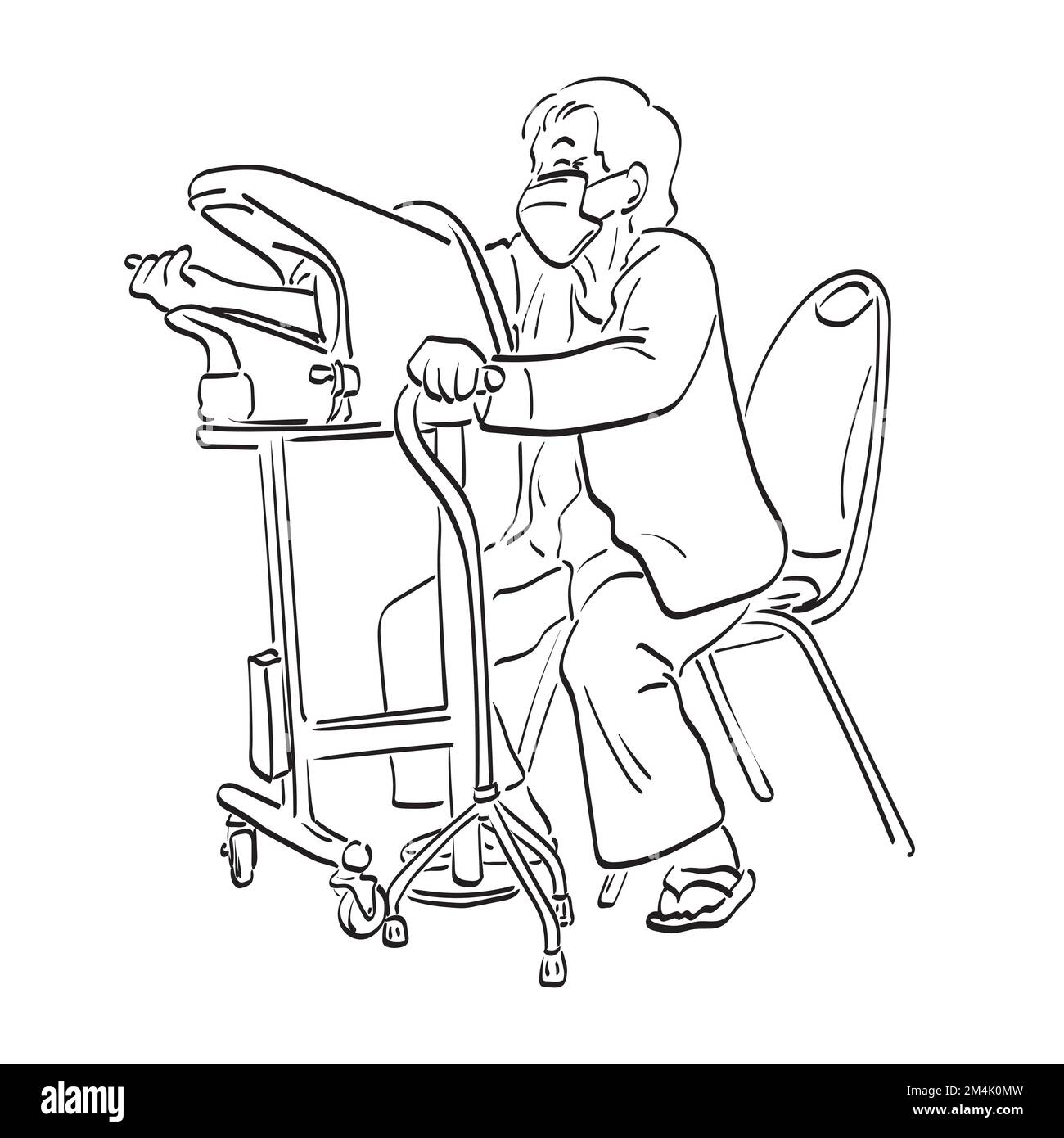 old woman checking the blood pressure and heart rate illustration ...