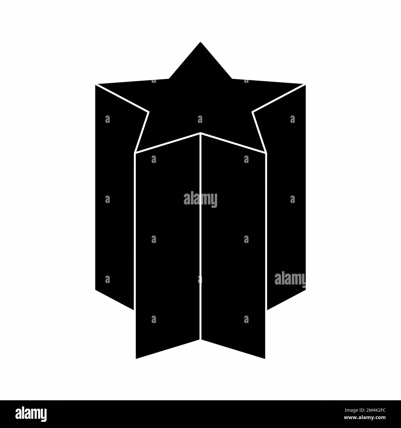 Pentagrammic prism icon, geometric shape isolated on white background ...