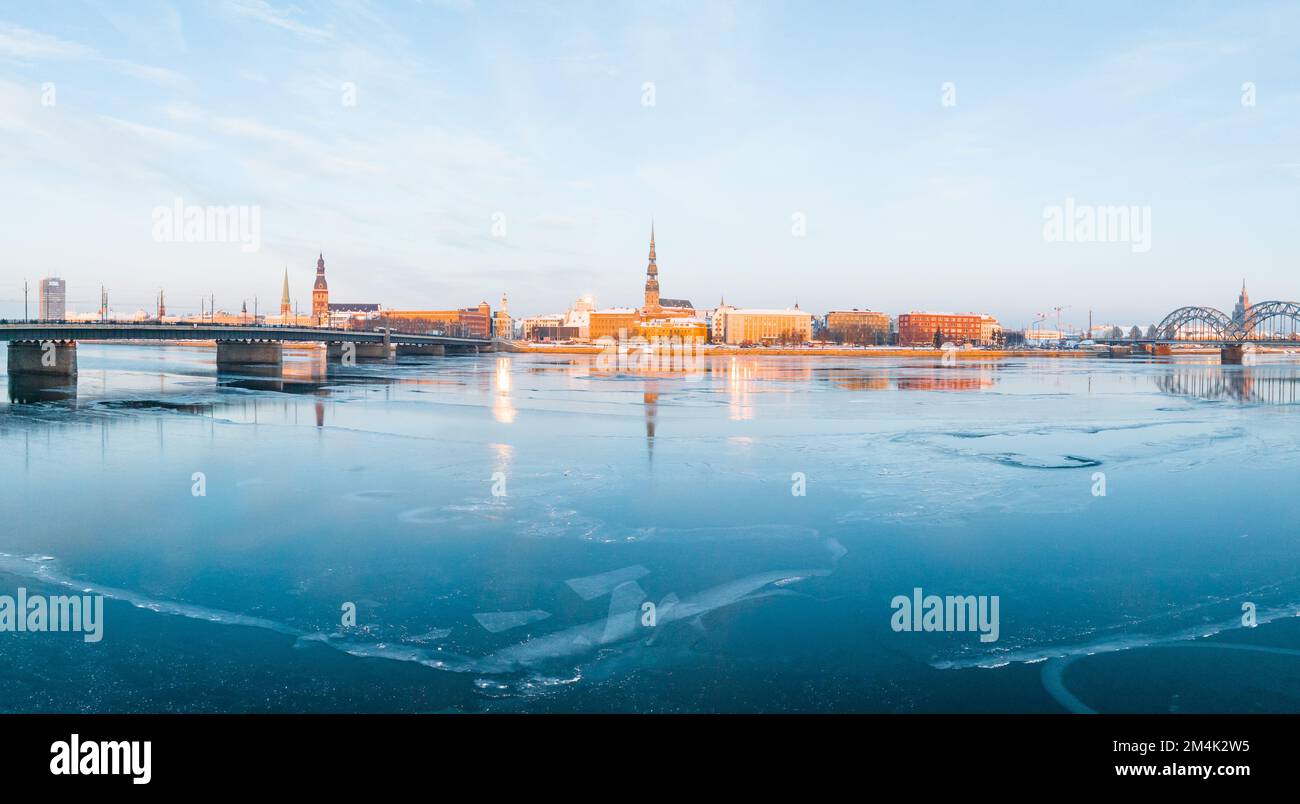 Aerial view of the winter Riga old town Stock Photo - Alamy