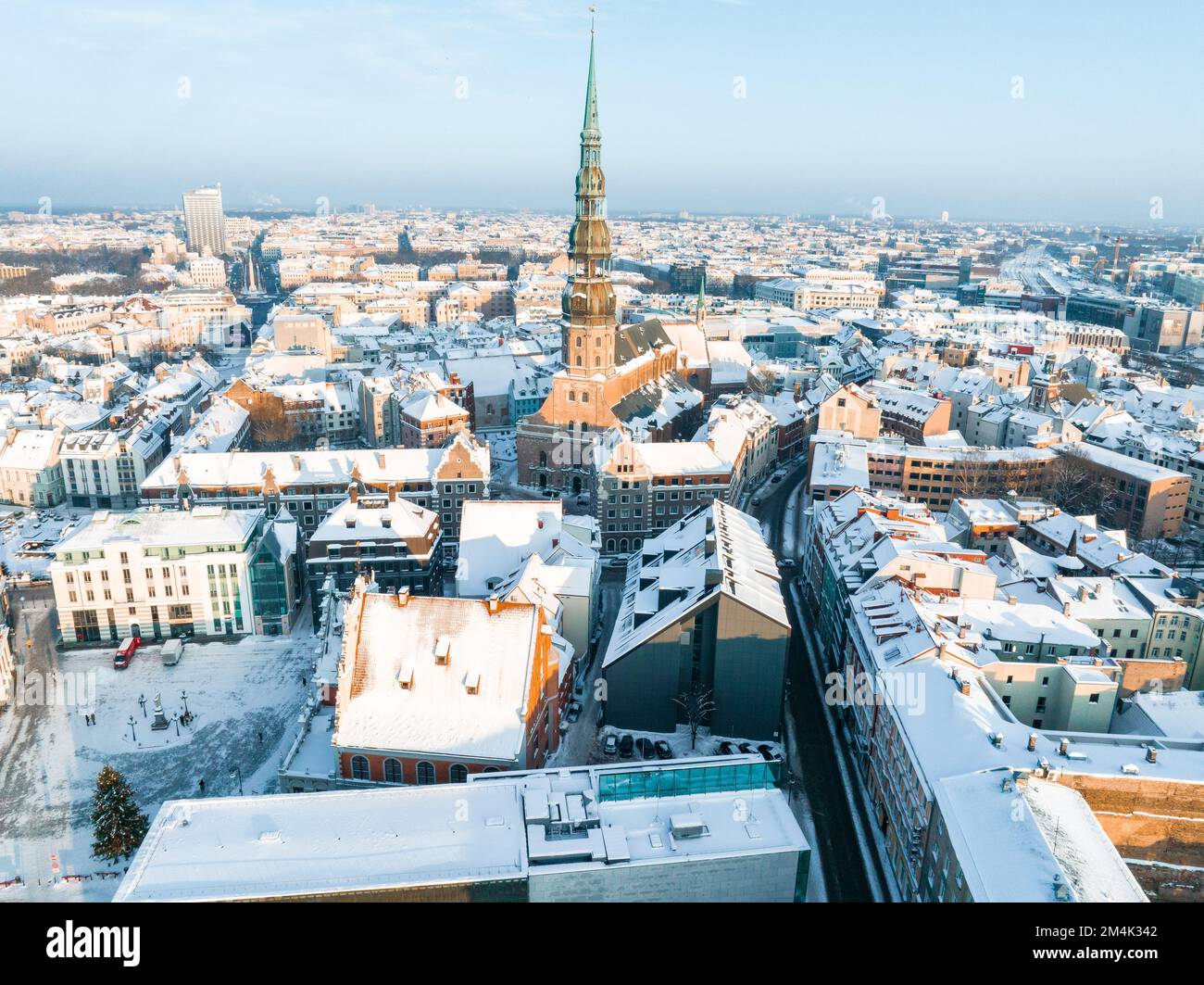 Aerial view of the winter Riga old town Stock Photo - Alamy