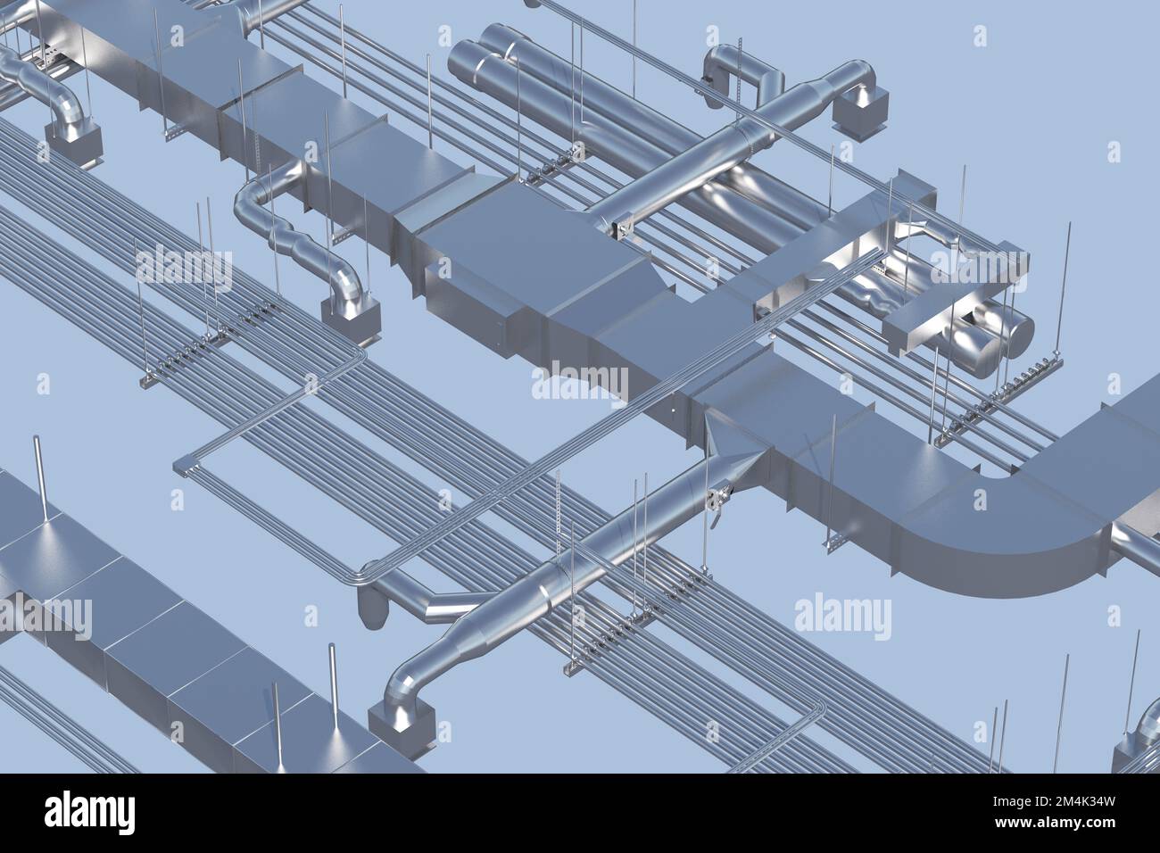 background with elements of the ventilation system. 3d rendering Stock ...