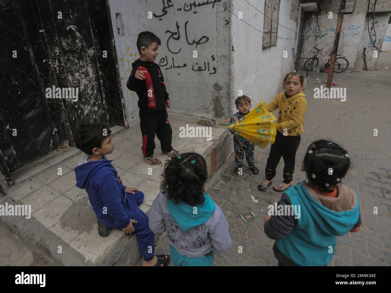 Children playing in front of their house in Jabalia camp, in the ...