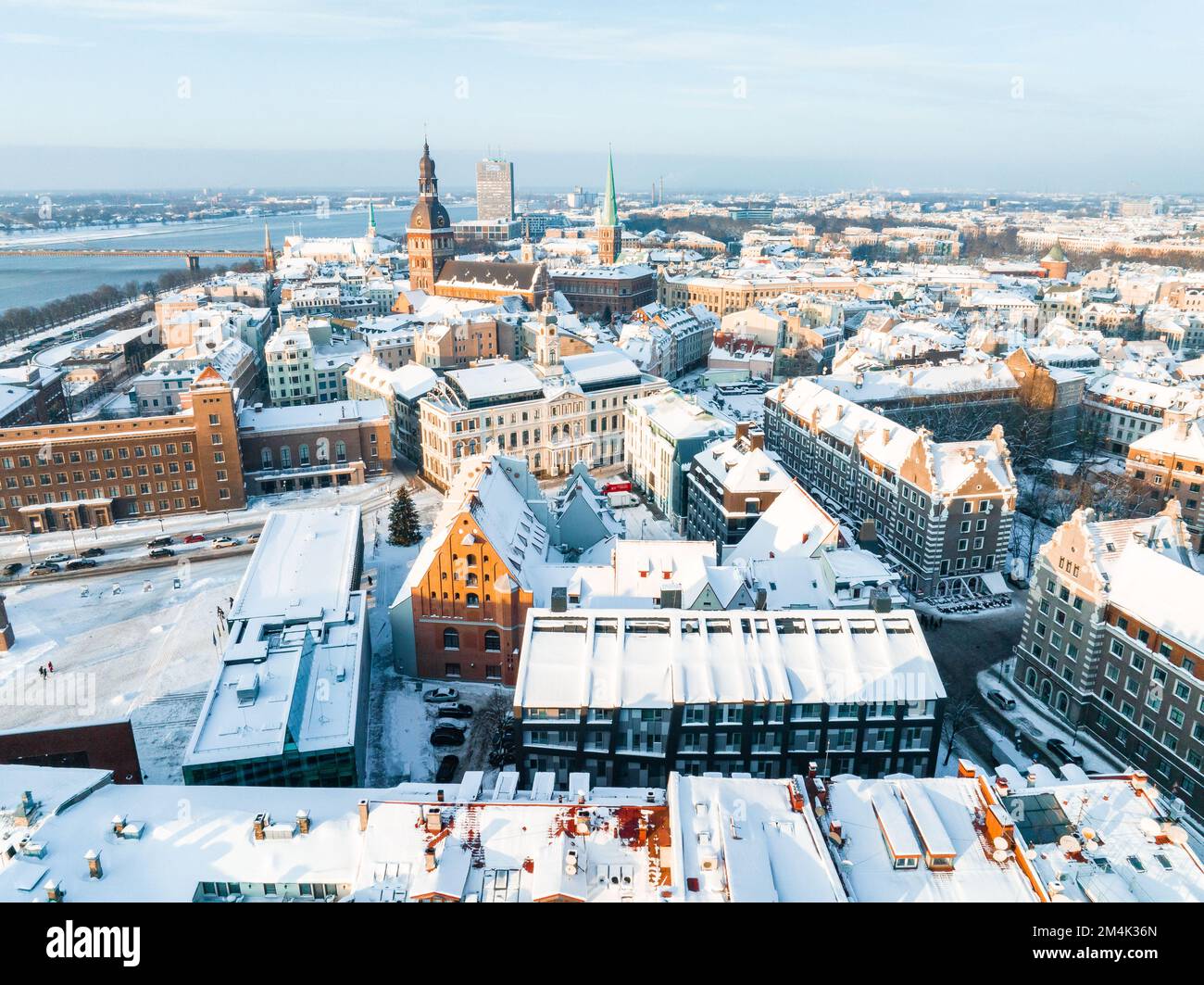 Aerial view of the winter Riga old town Stock Photo - Alamy