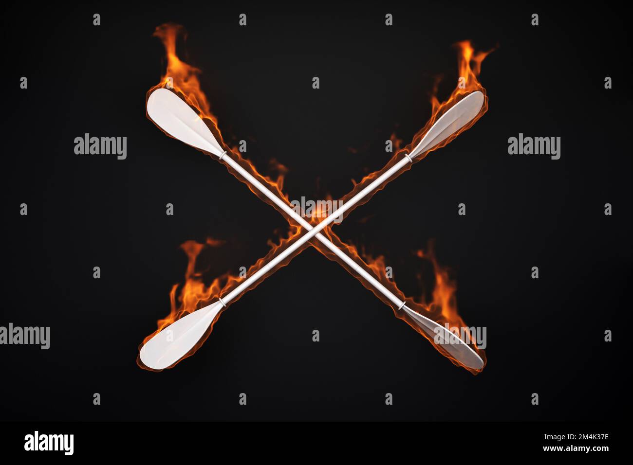 two intersecting oars on a black background. 3d rendering Stock Photo ...
