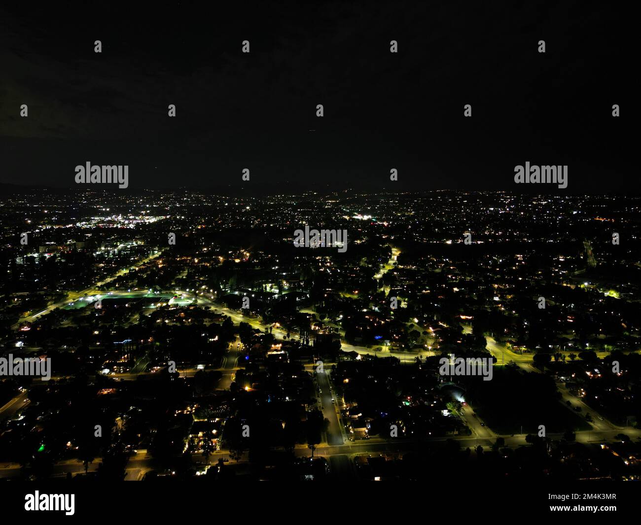 An aerial view of modern buildings at night in LA, USA Stock Photo - Alamy