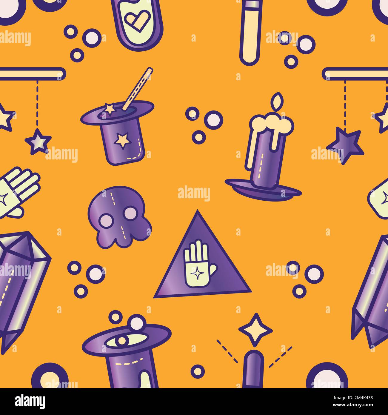 Seamless pattern background with magic icons Vector Stock Vector Image ...