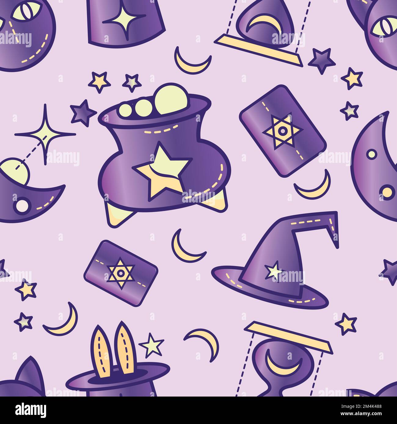 Seamless pattern background with magic icons Vector Stock Vector Image ...