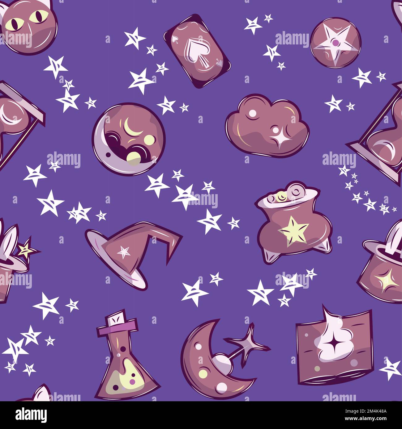 Seamless pattern background with magic icons Vector Stock Vector Image ...