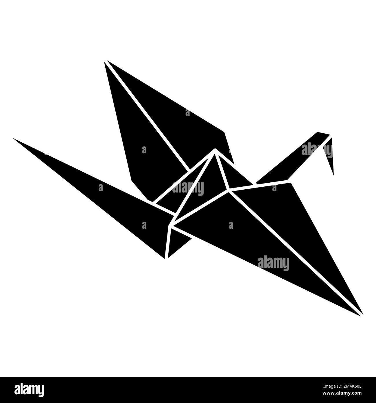 Origami crane vector silhouette illustration icon isolated on white ...