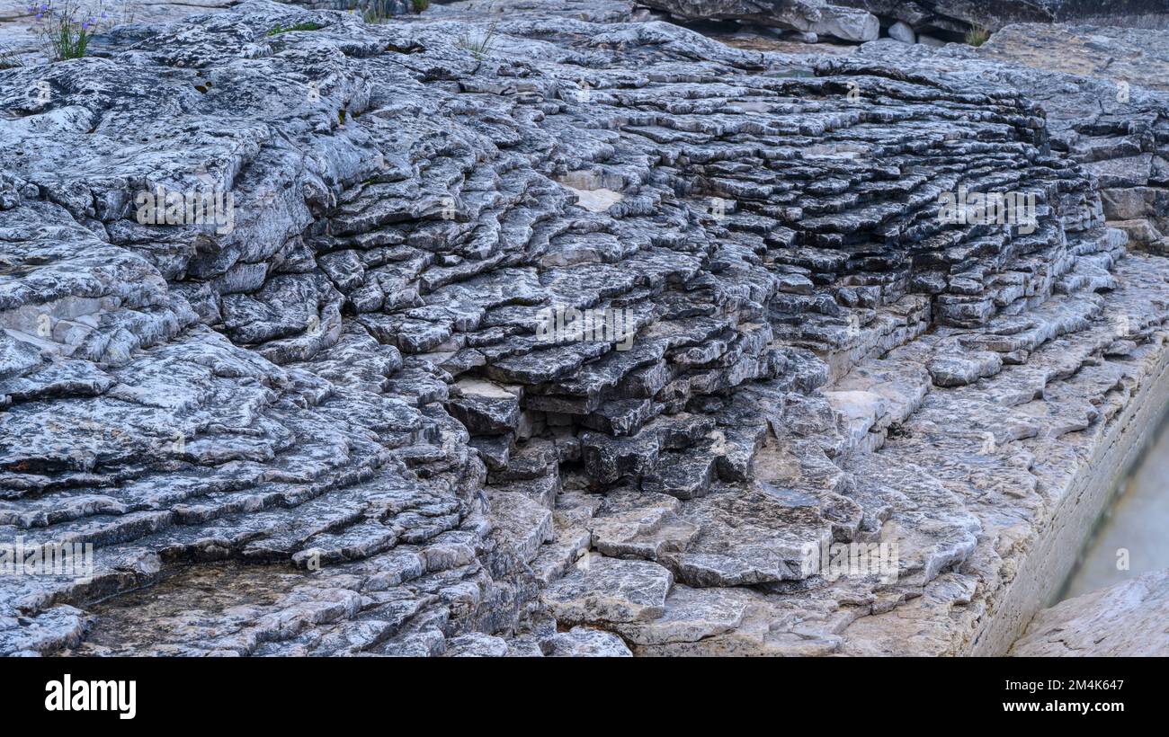 Limestone rock formations along Lake Huron shoreline at Halfway Log ...