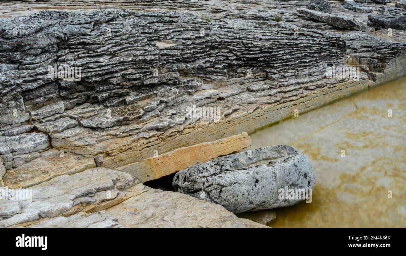 Limestone rock formations along Lake Huron shoreline at Halfway Log ...