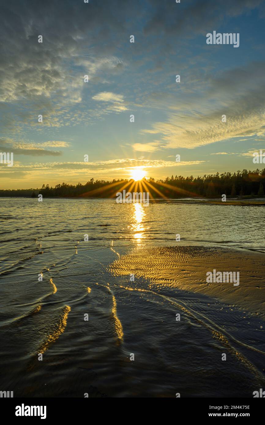 Sunset skies over the Singing Sands at Dorcas Bay, Bruce Peninsula ...