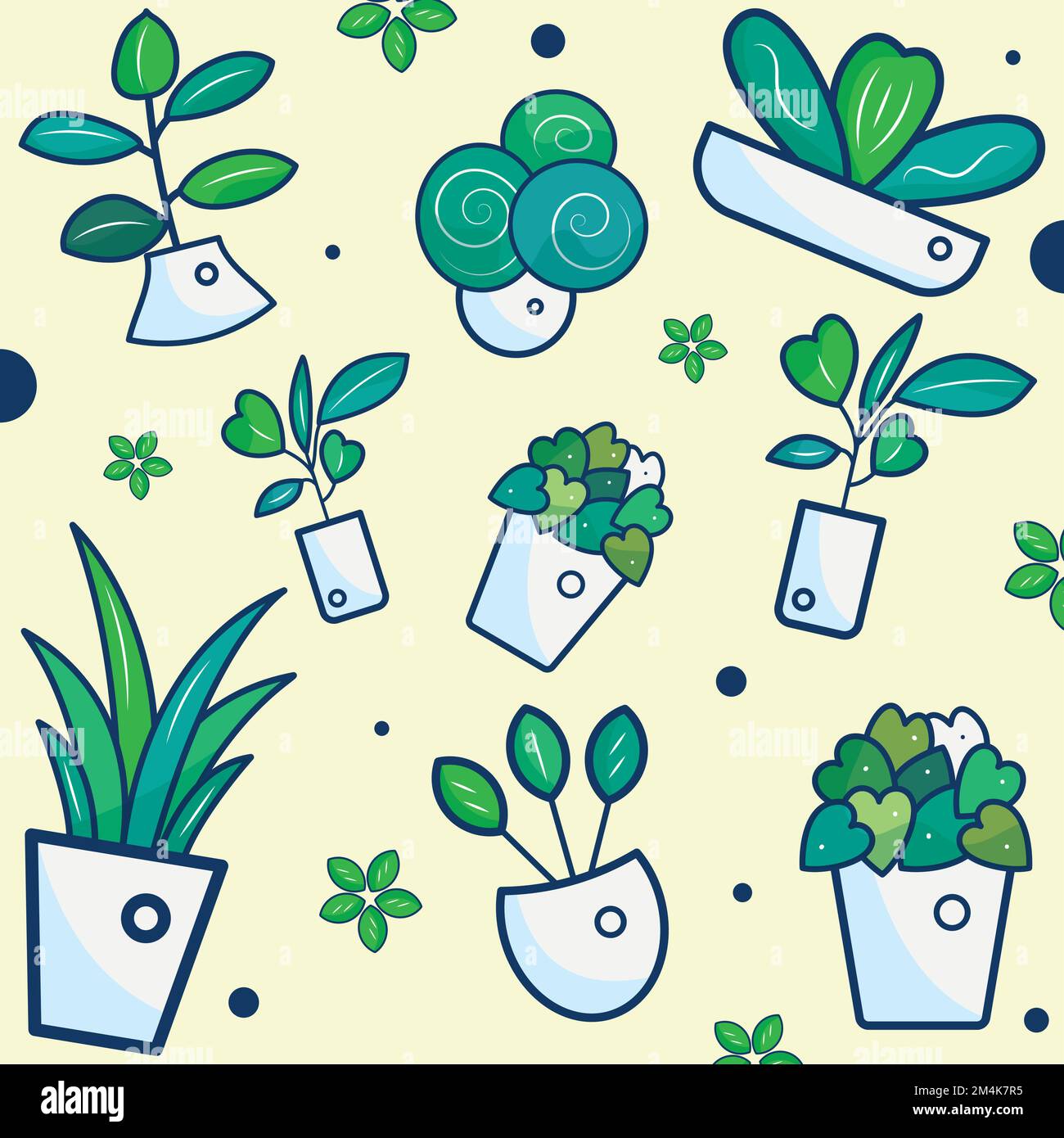 Seamless pattern background with indoor plant icons Vector Stock Vector ...