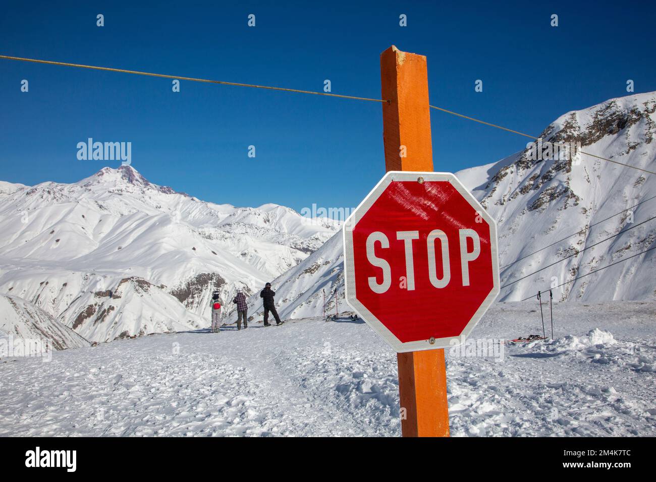 avalanche danger prohibited zone in high mountains, stop sign - no ...