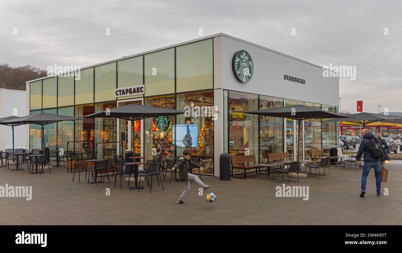 Belgrade, Serbia - December 09, 2022: American Coffee Chain Starbucks ...