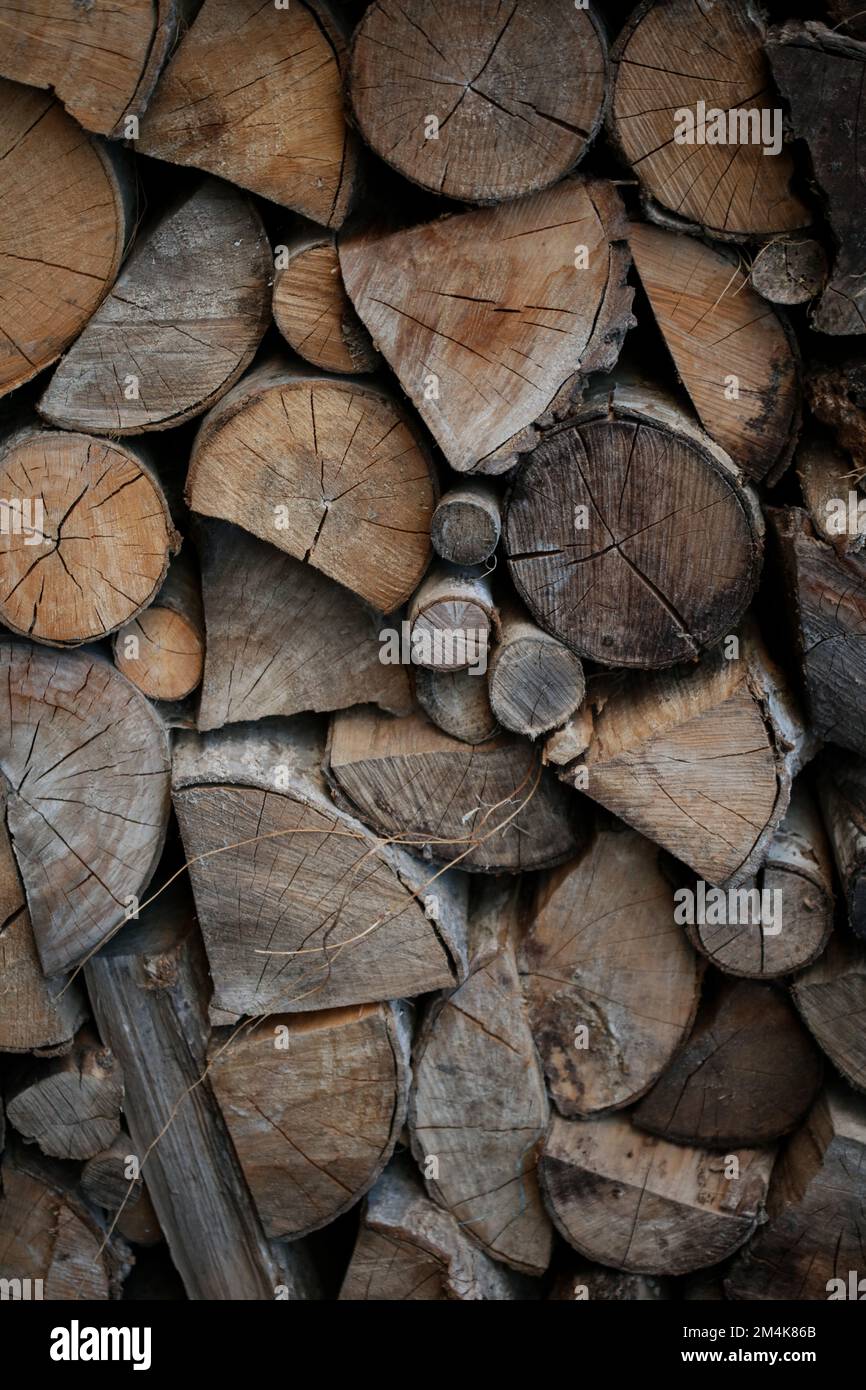 A vertical shot of cut firewood - wallpaper of cut tree branches and ...