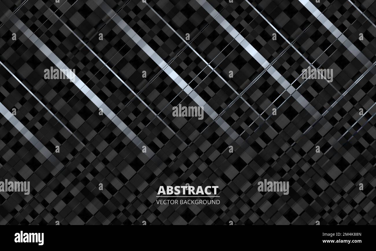 Black abstract realistic 3d striped background with gradient lines and ...