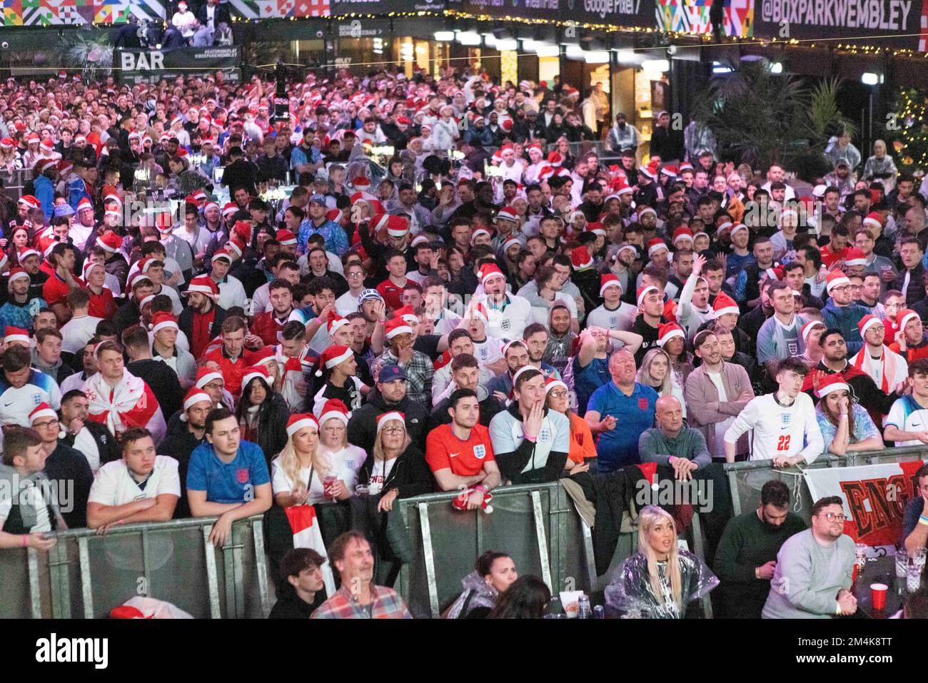 England fans at Boxpark, Wembley, London this evening to watch FIFA ...